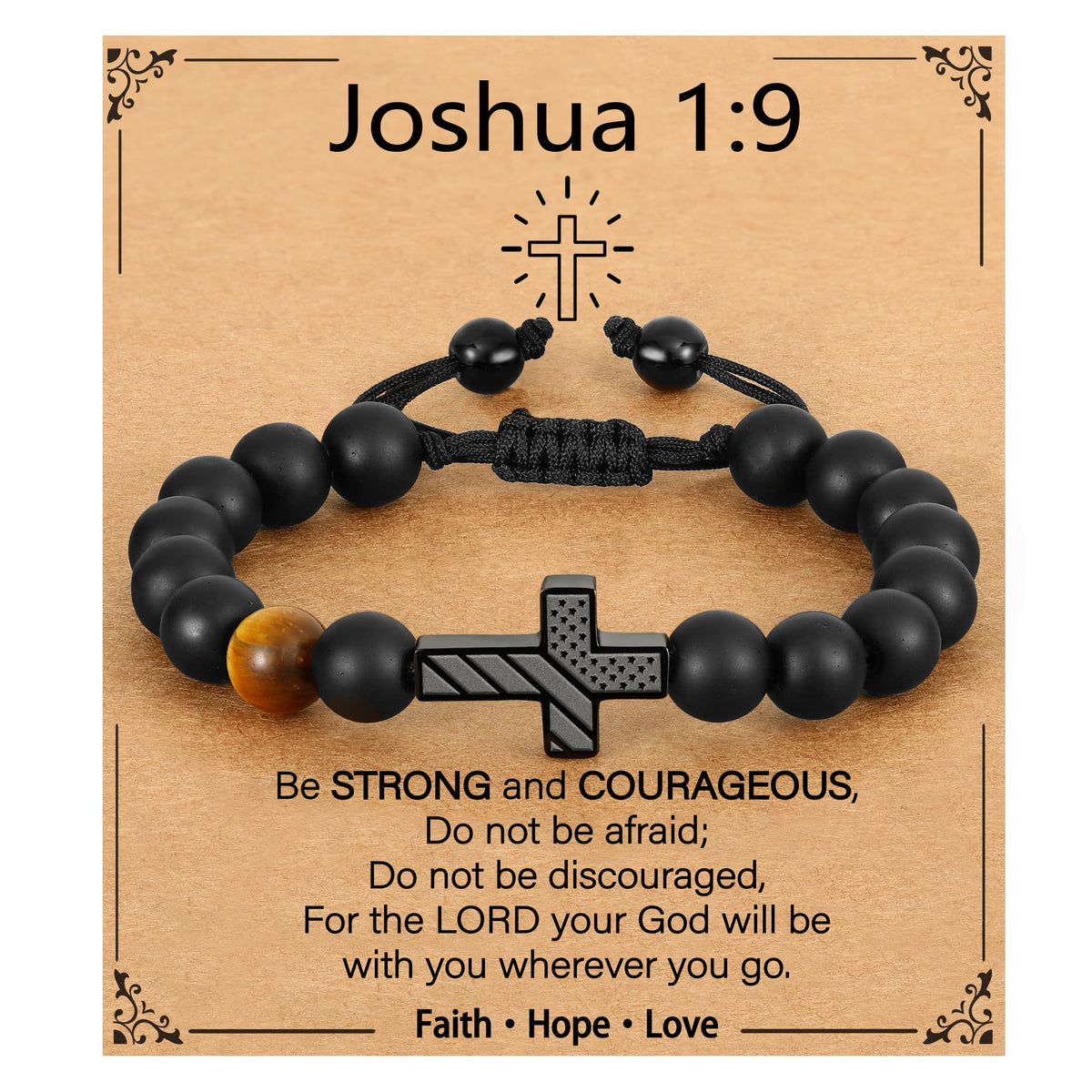 P.BLAKE Cross Bracelet Gifts for Men Boys, Christian Religious Jesus E ...